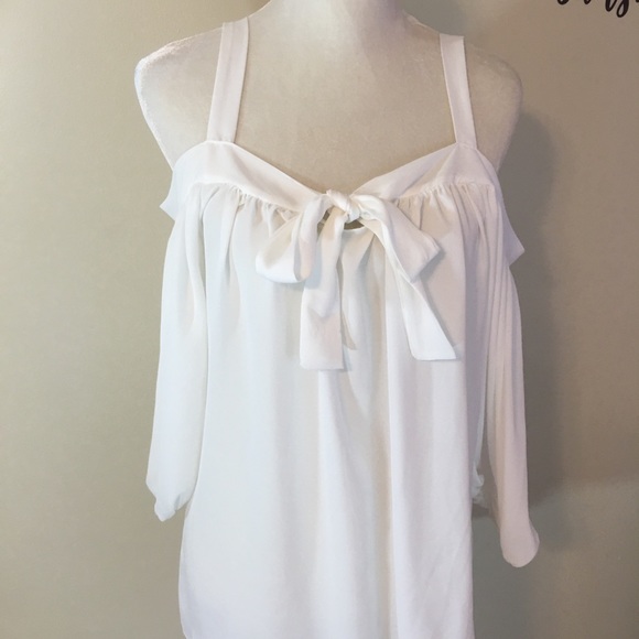 TRUE LIGHT | Tops | New Split Shoulder White Top | Poshmark